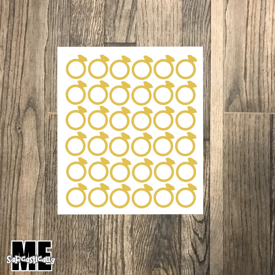 One Color Small Vinyl Decal Set Multiple Personalized Diamond Ring ...