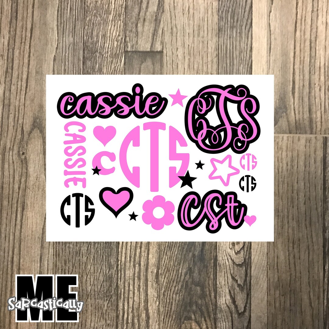 Two Color Monogram and Name Decal Set Personalized Name and Initial ...