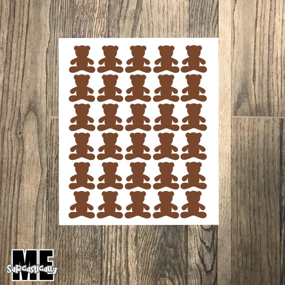 One Color Small Vinyl Decal Set Multiple Personalized Teddy - Etsy