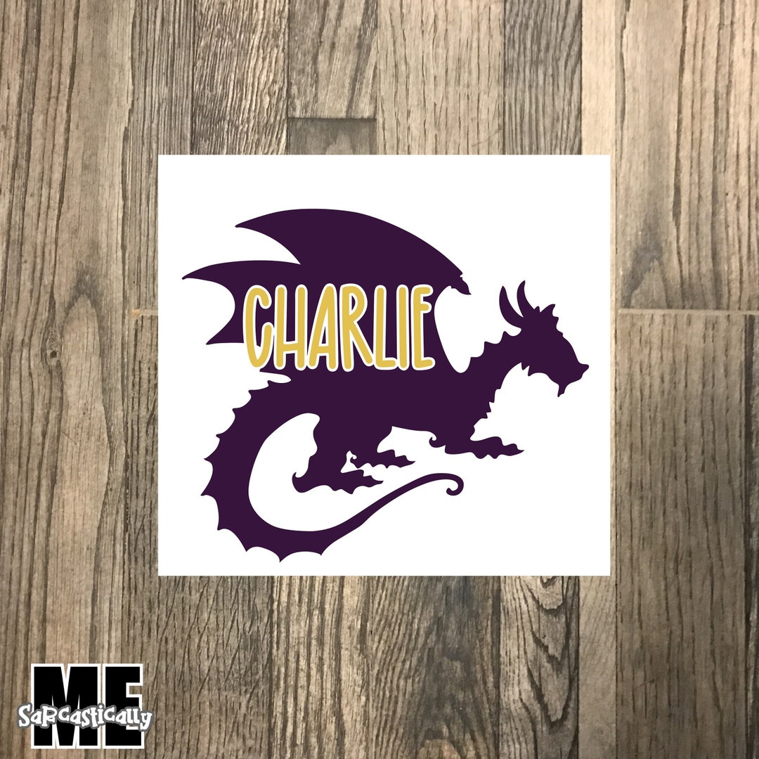 Two Color Dragon and Name Decal Custom Vinyl Dragon Label - Etsy