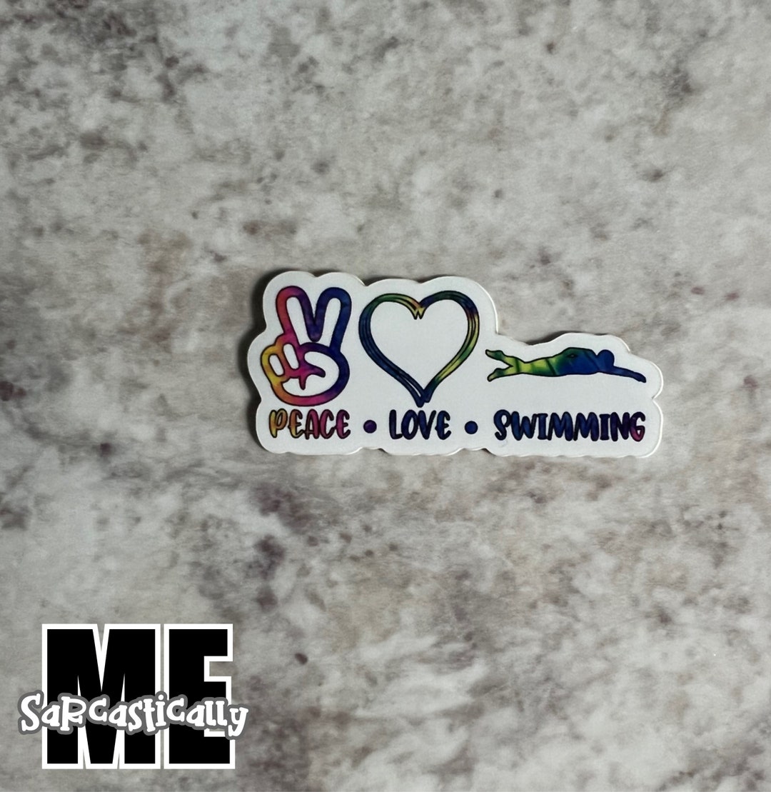 Water Sports Themed Stickers Tie Dye Style Swim Stickers Swim Decals ...