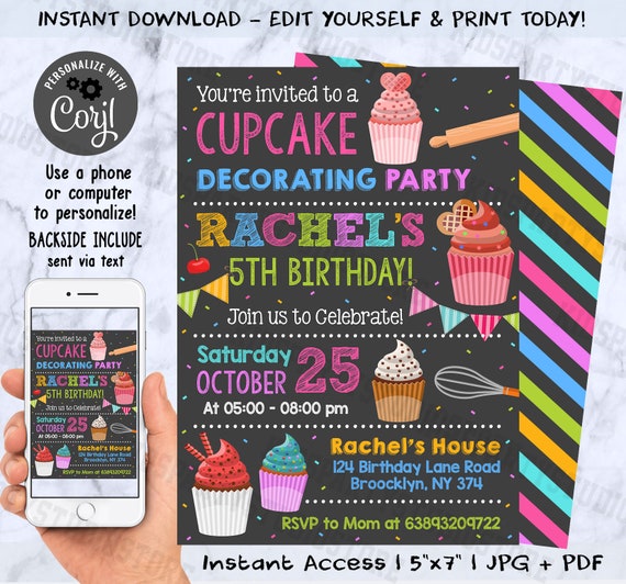 Diy Cupcake Birthday Party Invitations Creative Cupcake Birthday Party ...