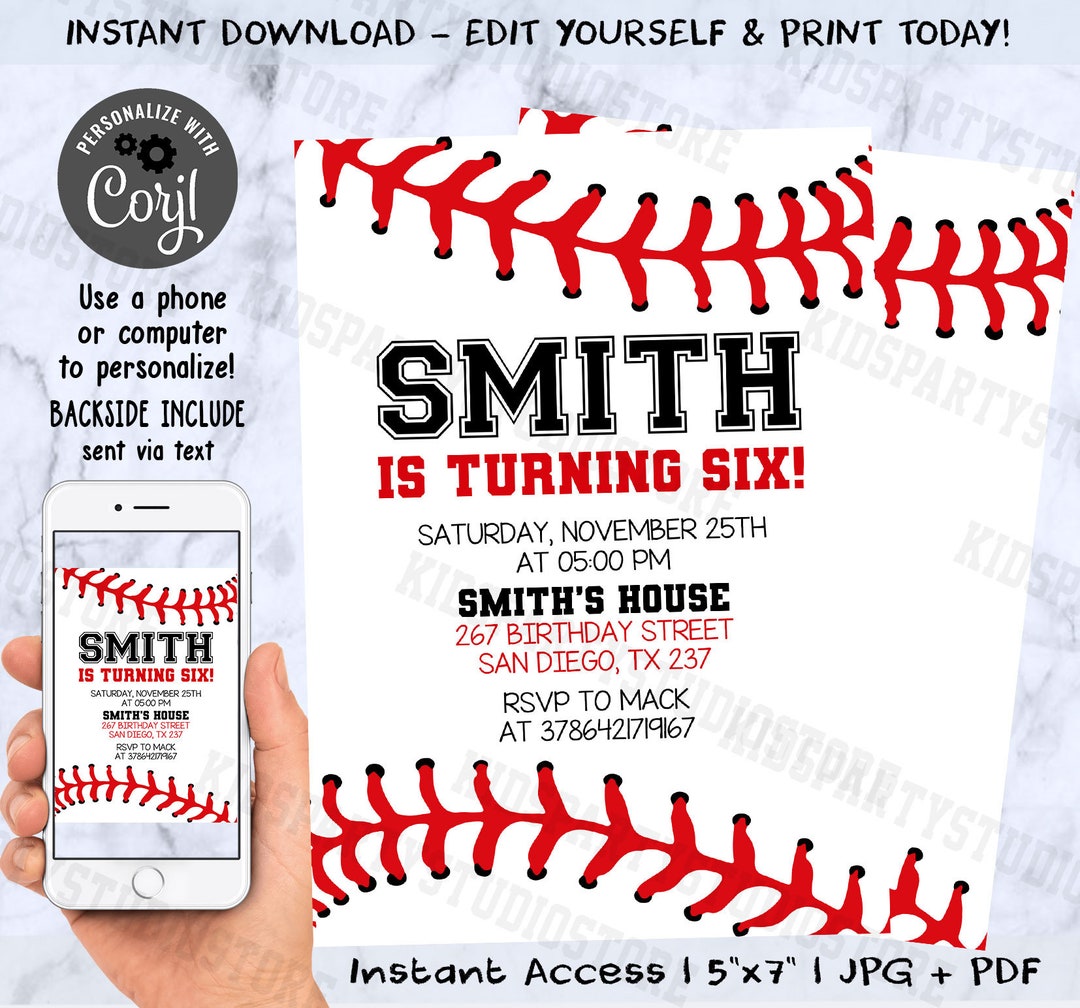 Baseball Invitation Baseball Birthday Invitation Baseball - Etsy