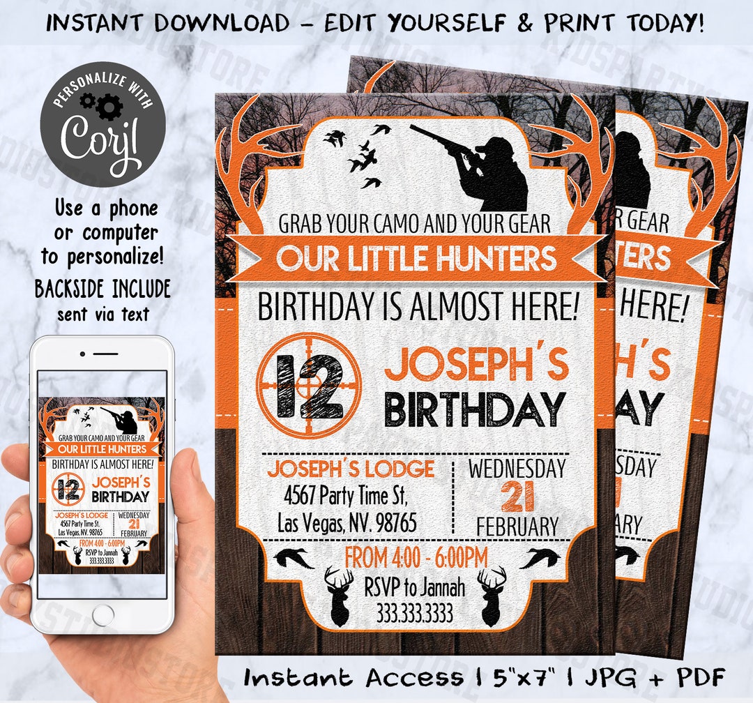 Hunting Party Invitation, Hunting Birthday, Hunting Invitation, Hunting ...