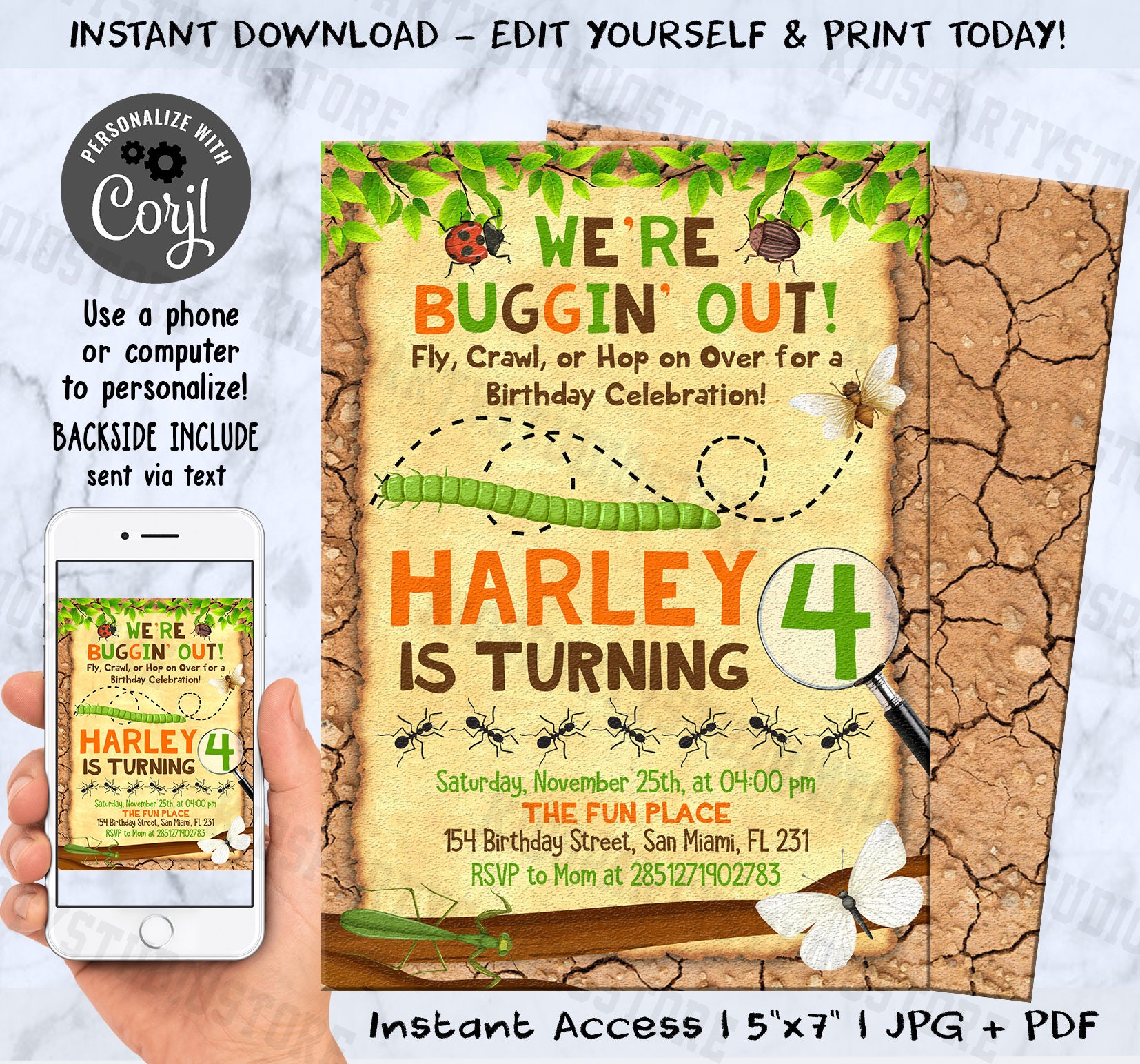 Bug Birthday Invitation Insect Birthday Invitation Bug - Etsy