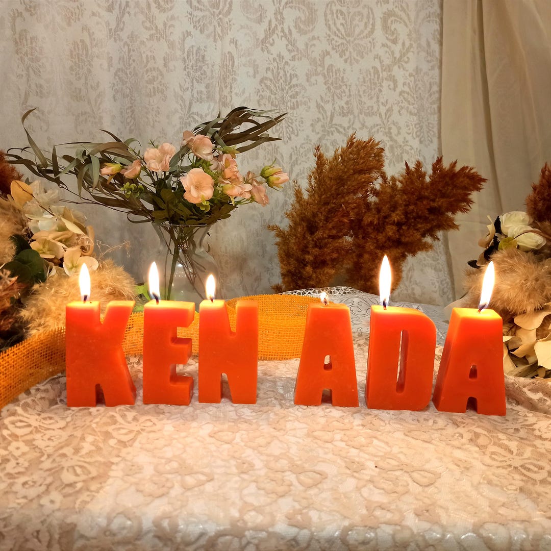 Handmade Wedding Letter Candles – Personalized Couple Name Decor 9/5cm ...