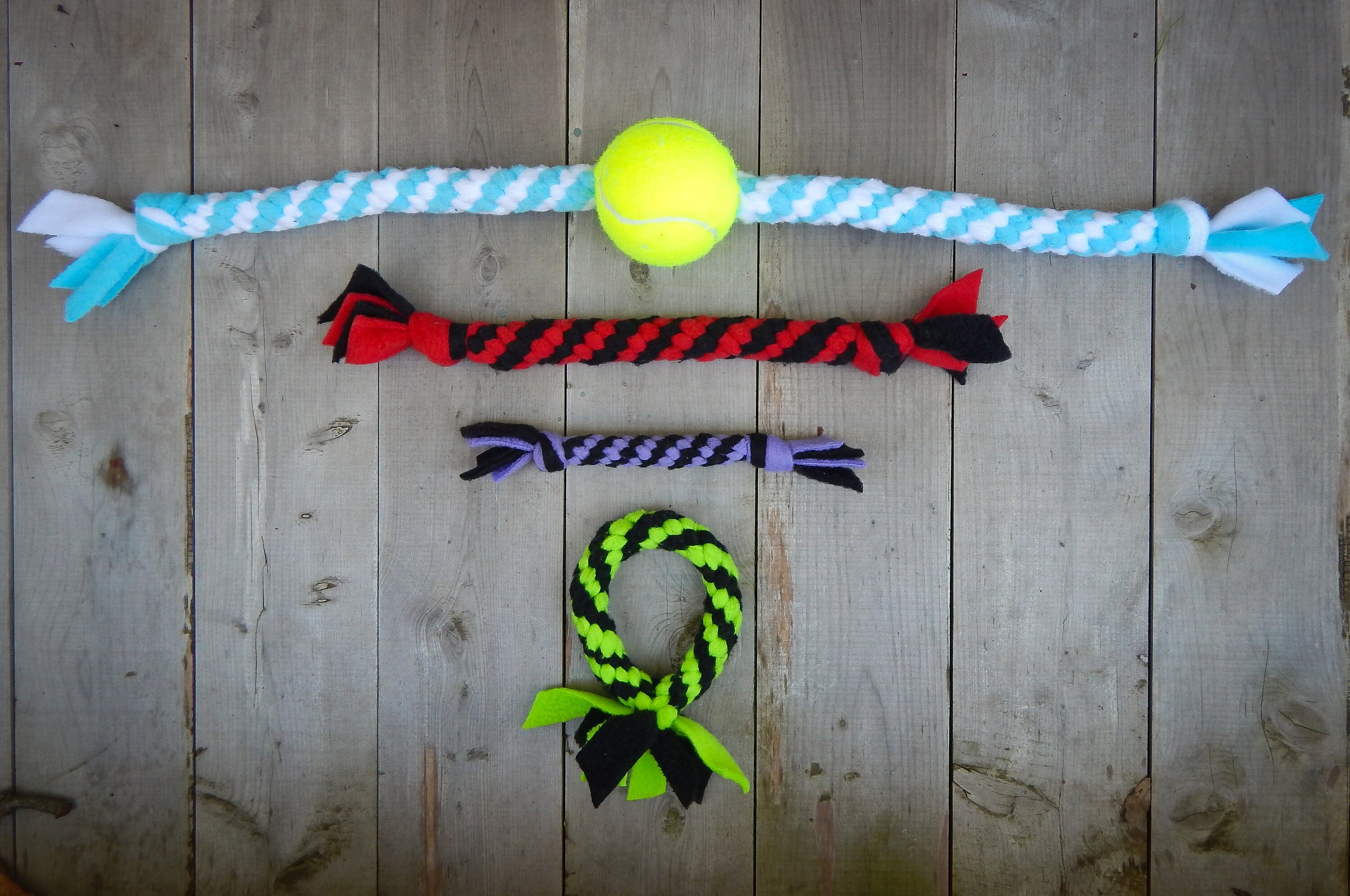 Large Rope Dog Toy Fleece With Tennis Ball Tug Toy - Etsy