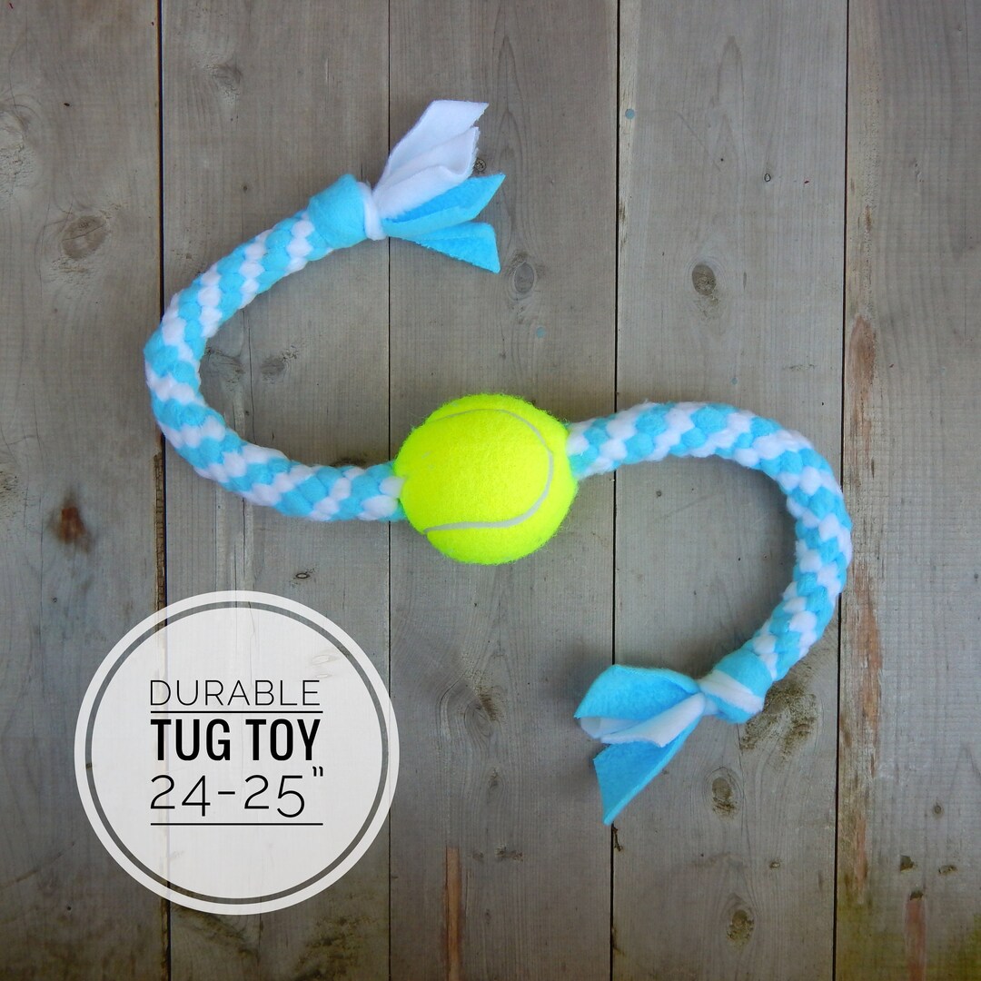 Large Rope Dog Toy Fleece With Tennis Ball Tug Toy - Etsy