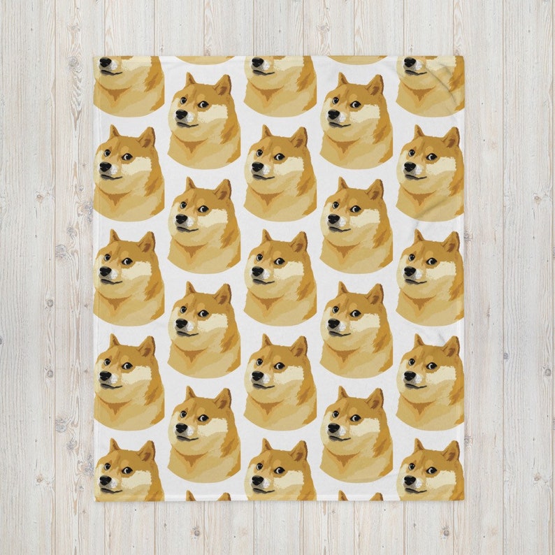Dogecoin Throw Blanket With Multiple Doge Graphics Best Doge - Etsy