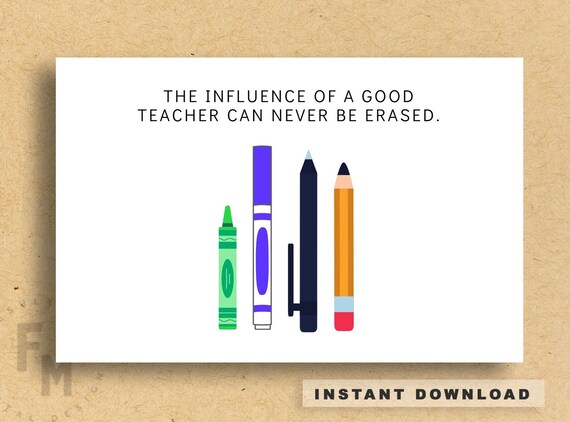 Printable Teacher Greeting Card Teacher School Student - Etsy