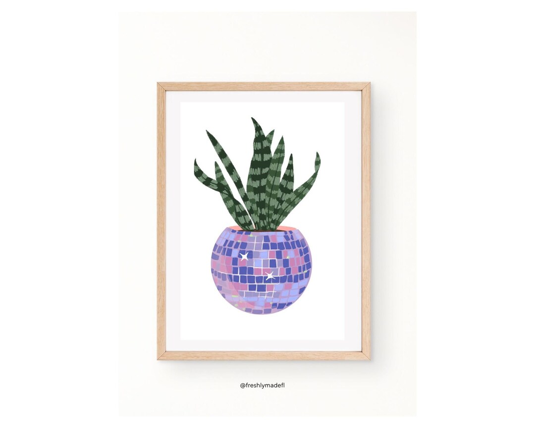 Disco Plant Printable Wall Art, 70s Art Print, Wall Prints Trendy ...