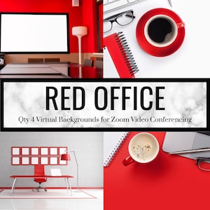 Red Office Zoom Background - 4 Virtual Photos for Video Call ...