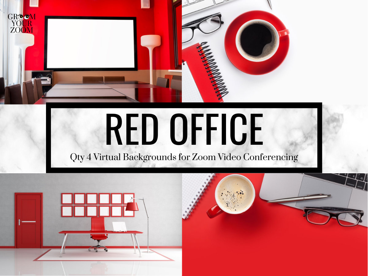 Red Office Zoom Background - 4 Virtual Photos for Video Call ...