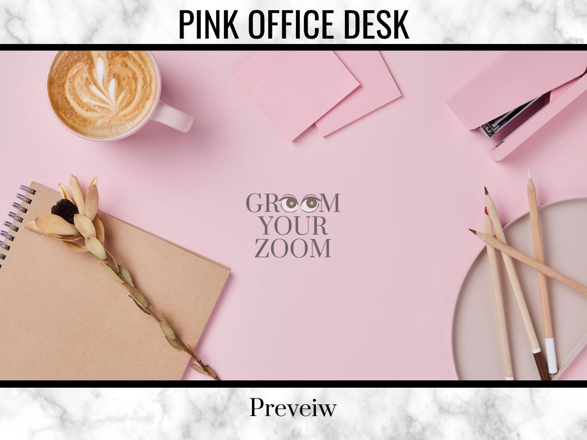 Pink Office Zoom Background - 4 Virtual Photos for Video Call ...