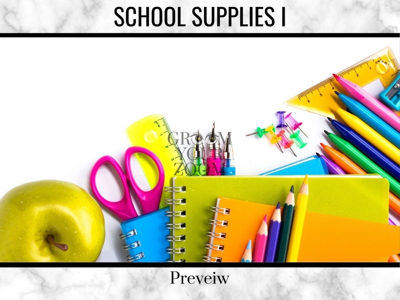 School Supplies I Zoom Background - 4 Virtual Backdrops for Video Call ...