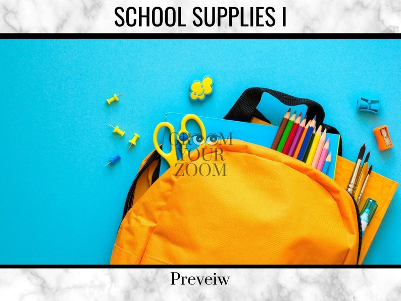 School Supplies I Zoom Background - 4 Virtual Backdrops for Video Call ...
