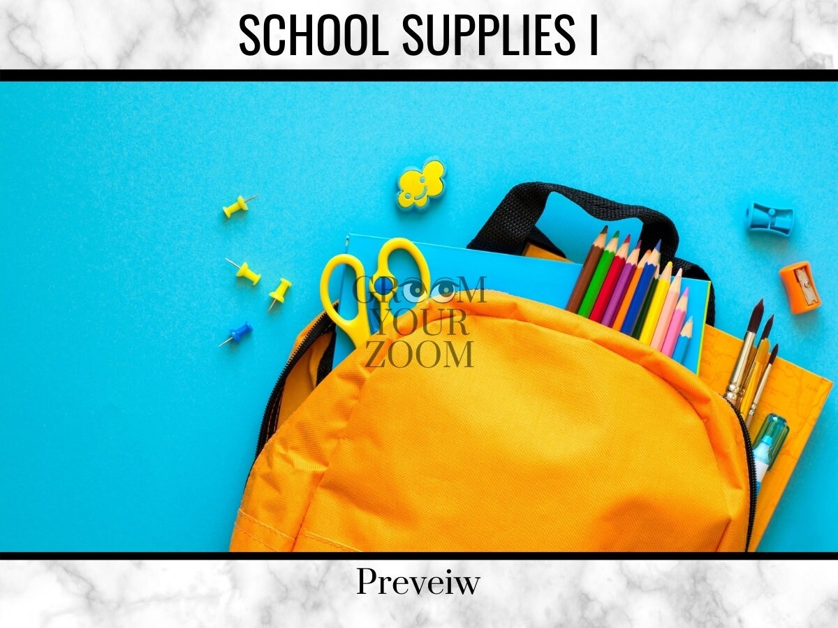 School Supplies I Zoom Background - 4 Virtual Backdrops for Video Call ...