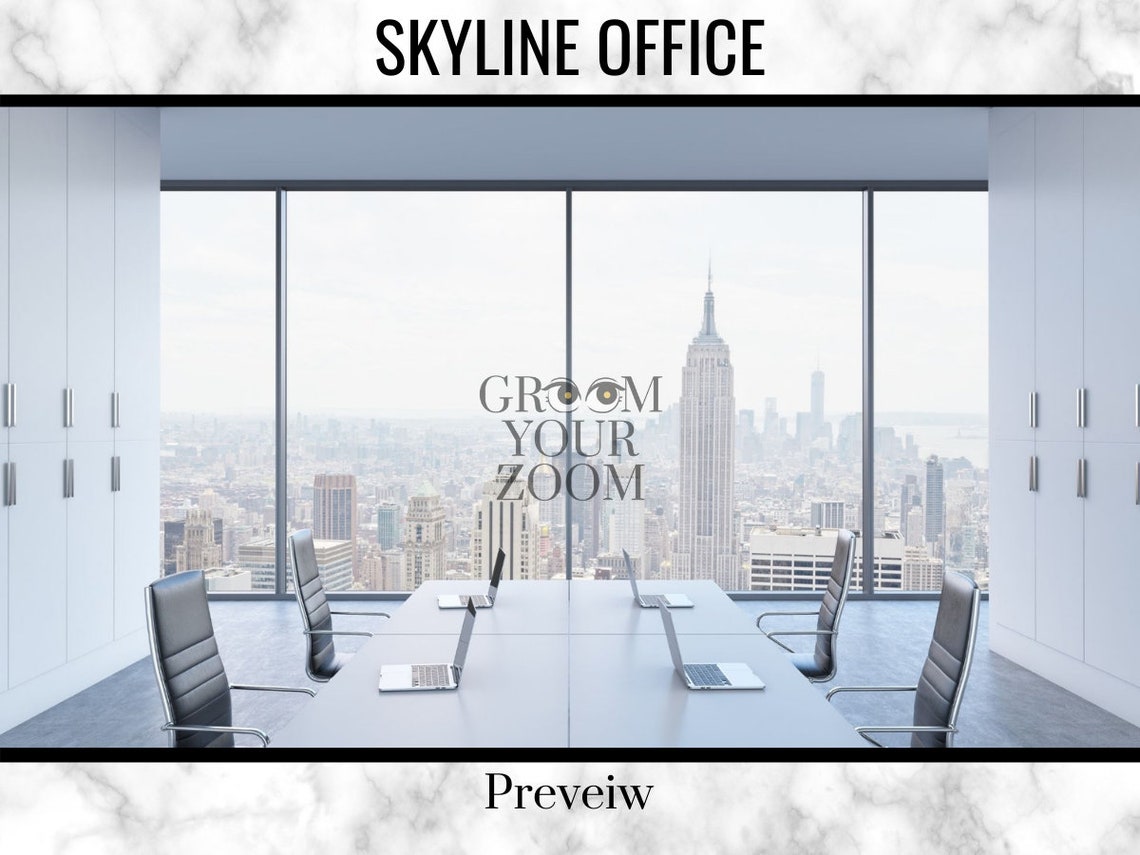 Skyline Office Zoom Background - 4 Virtual Photos for Video Call ...