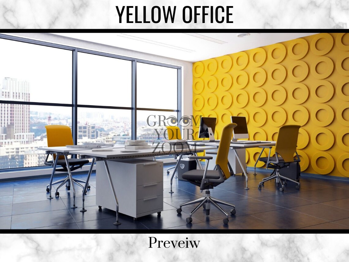 Yellow Office Zoom Background - 4 Virtual Photos for Video Call ...