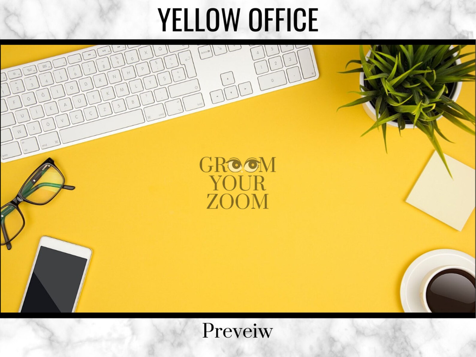 Yellow Office Zoom Background - 4 Virtual Photos for Video Call ...
