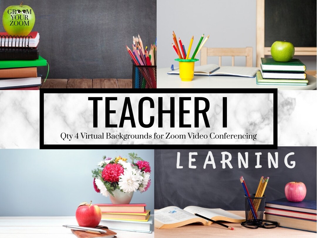 Teacher I Zoom Background - 4 Virtual Backdrops for Video Call ...