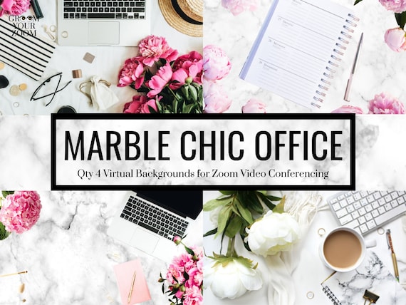 Marble Chic Office Zoom Background 4 Virtual Photos for | Etsy