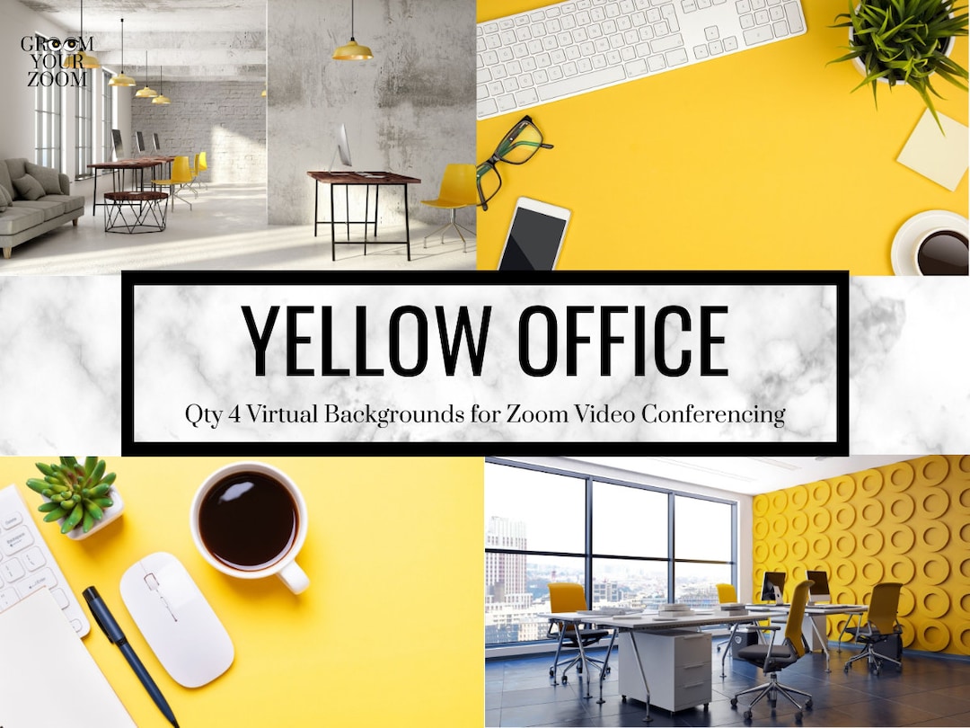 Yellow Office Zoom Background - 4 Virtual Photos for Video Call ...
