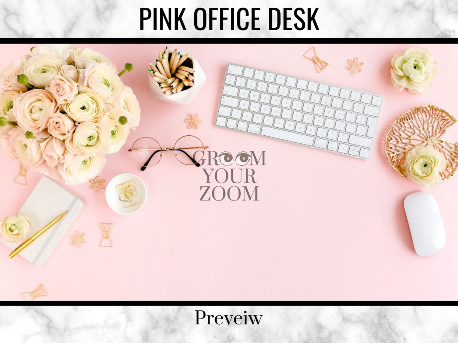 Pink Office Zoom Background - 4 Virtual Photos for Video Call ...