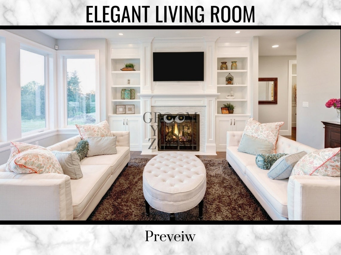 Elegant Living Room Zoom Background - 4 Virtual Backgrounds for Video ...