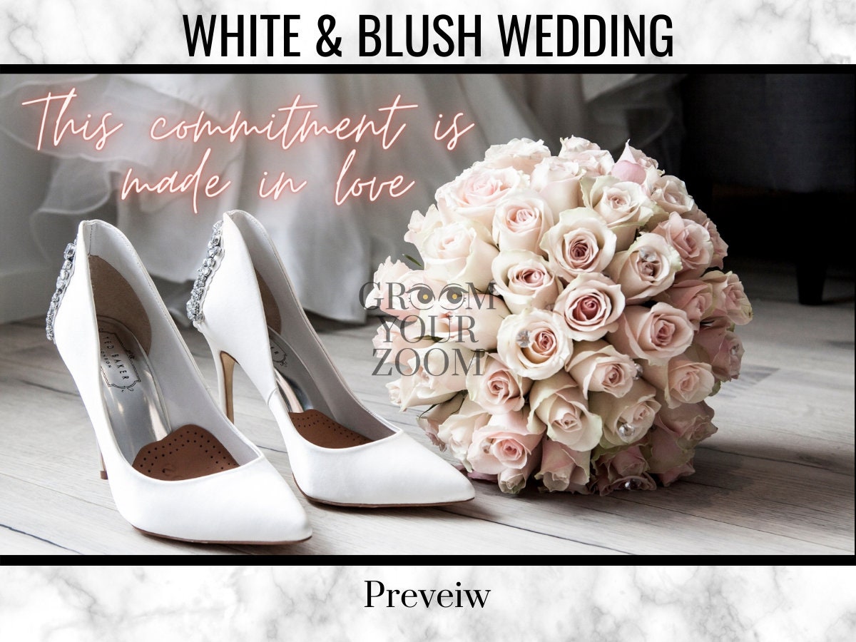 White & Blush Wedding Zoom Background - 2 Digital Backgrounds for ...