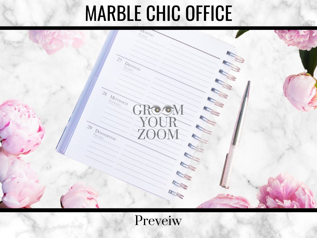 Marble Chic Office Zoom Background - 4 Virtual Photos for Video Call ...