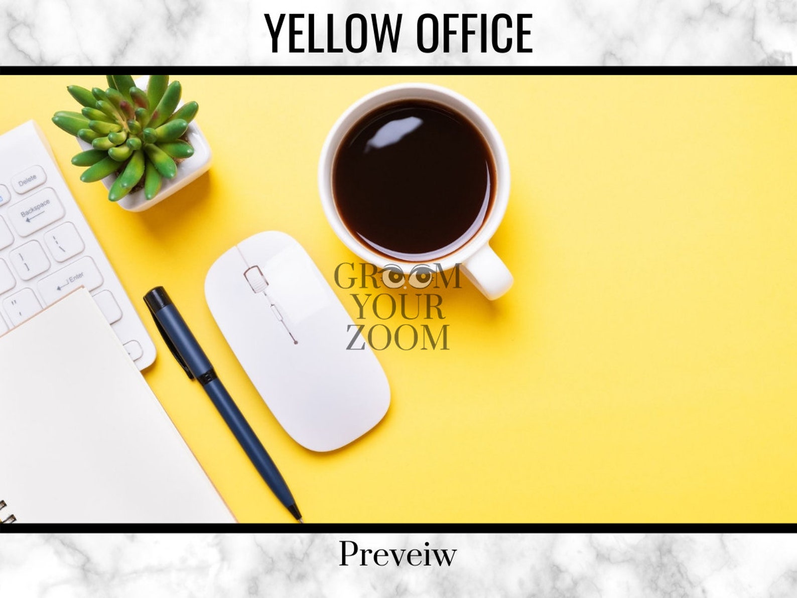 Yellow Office Zoom Background - 4 Virtual Photos for Video Call ...