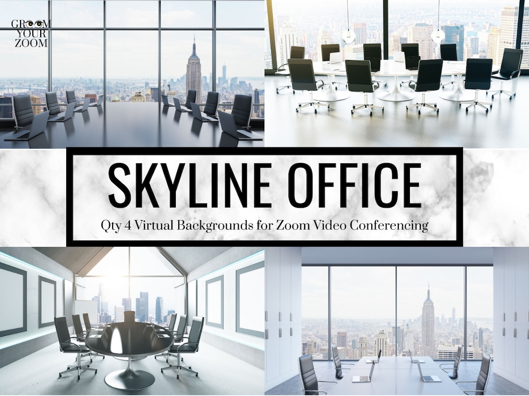 Skyline Office Zoom Background - 4 Virtual Photos for Video Call ...