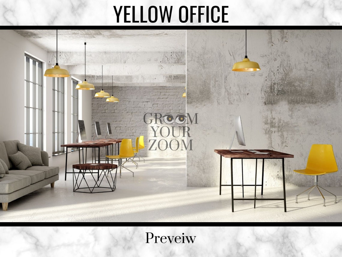 Yellow Office Zoom Background - 4 Virtual Photos for Video Call ...