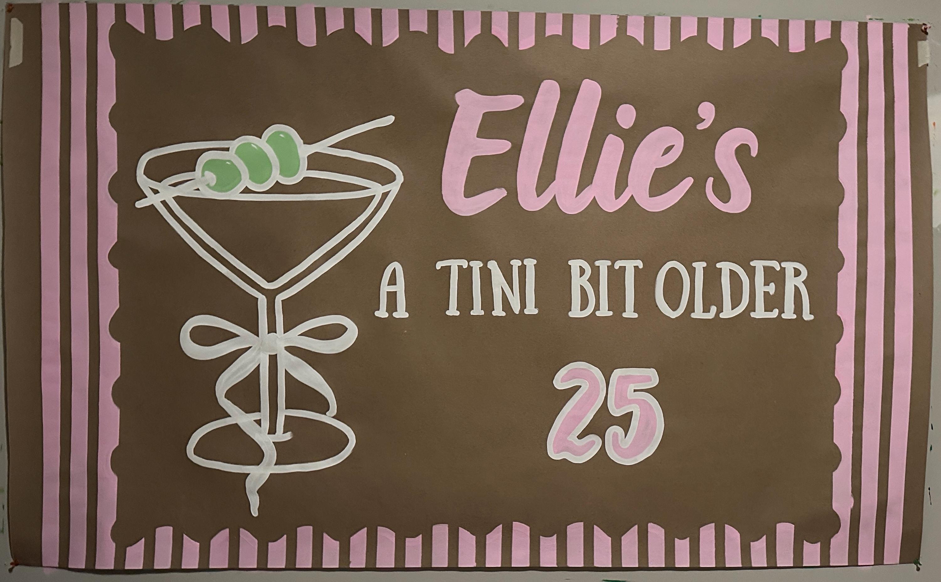 A Tini Bit Older 21st Birthday Banner – Hand-painted Brown Paper Decor ...