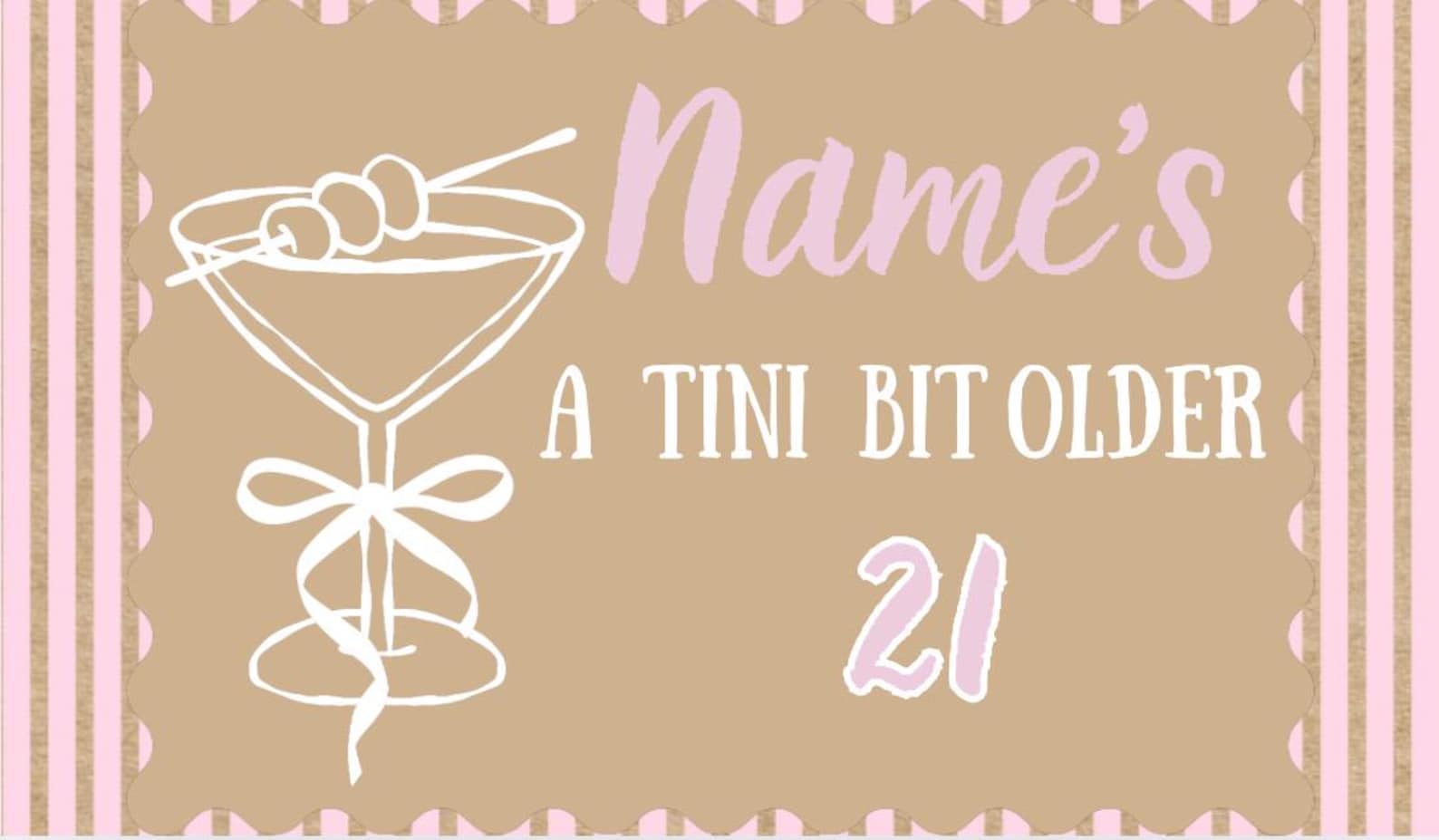 A Tini Bit Older 21st Birthday Banner – Hand-painted Brown Paper Decor ...