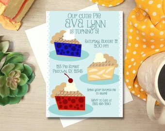 Pie Birthday Invitation | Etsy