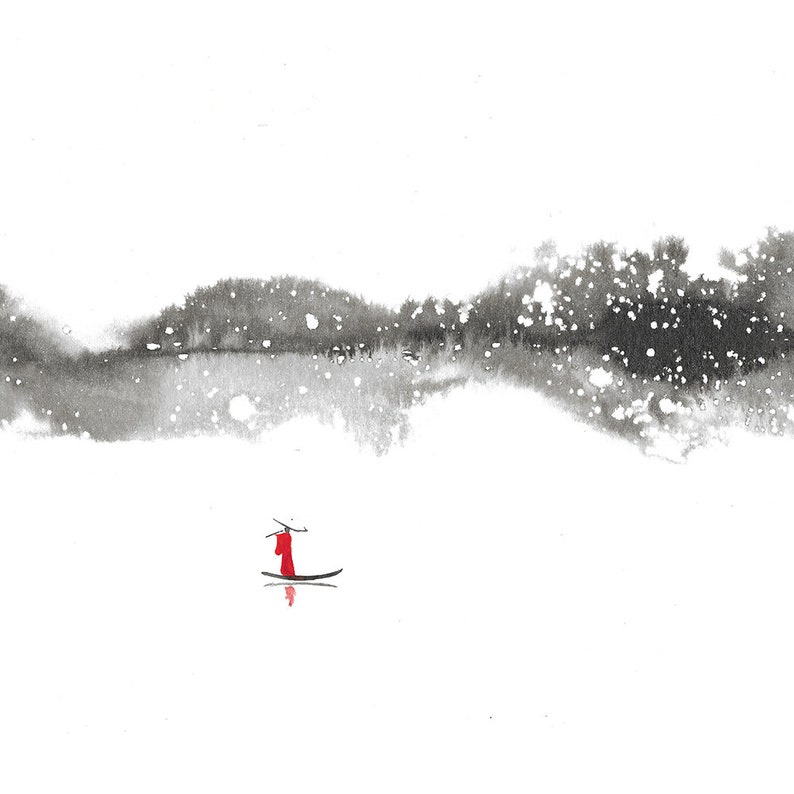 Calm Traditional Chinese Art Print Chinese Ink and Water | Etsy