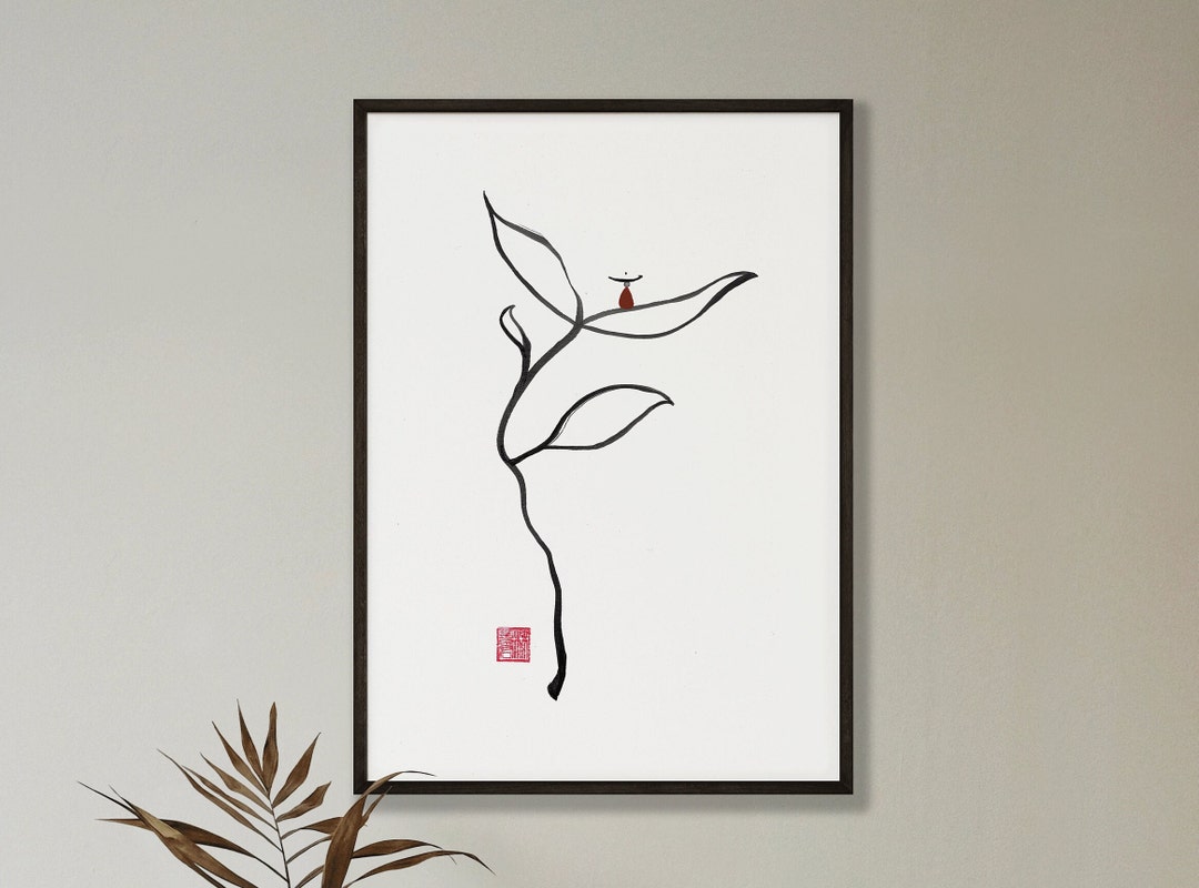 Reborn - Impresión de arte minimalista asiático Giclée, arte forrado en ...