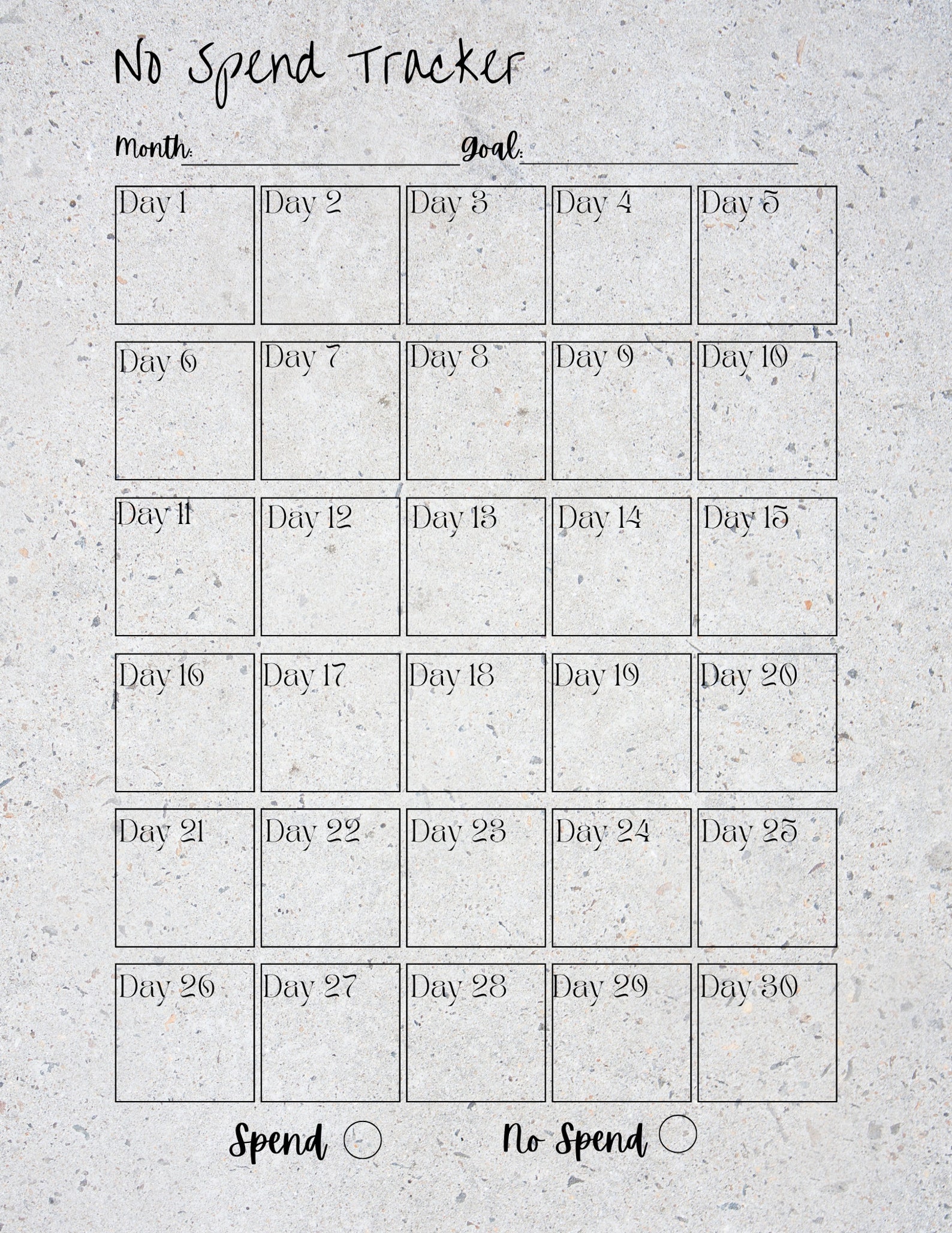 No Spend Challenge Calendar - Etsy