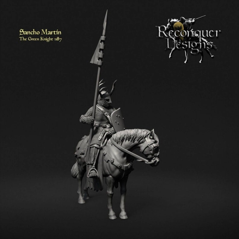 The Green Knight Sancho Martin Medieval 28mm Knight Horseman Reconquer ...