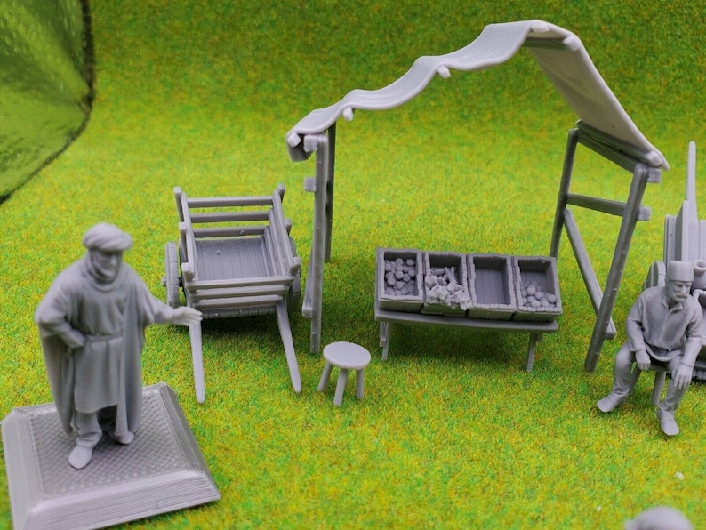 Caballero Miniatures 28mm Market Stall and Villagers 3D Print - Etsy
