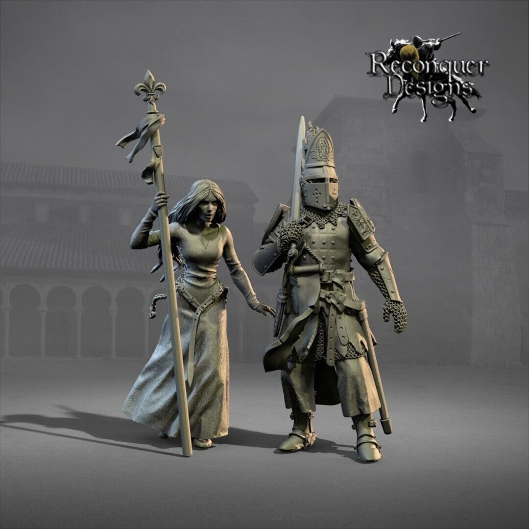 Reconquer Designs Medieval 34mm Knight With Damsel in Distress 3D Print ...