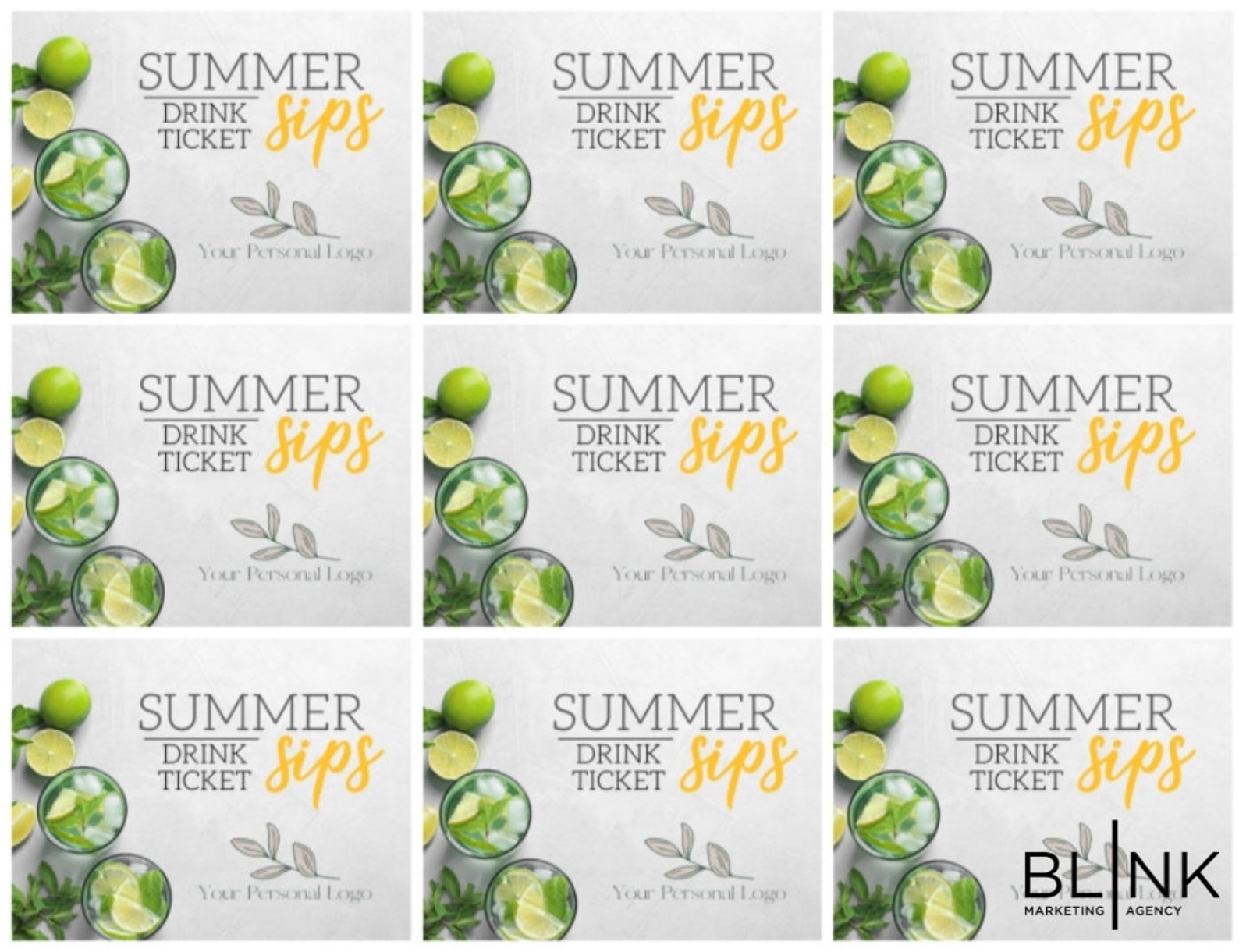 Summer Sips Client Event Templates (flyer, Postcard, Social Post, Door ...
