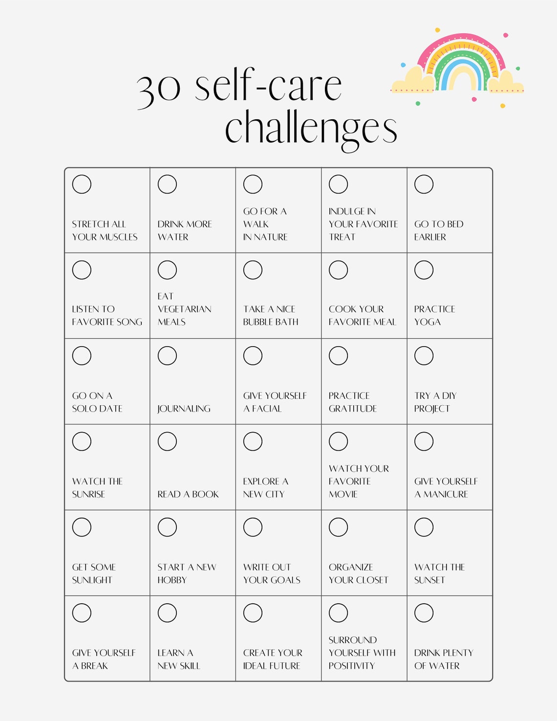 Self Care Plan Printable Encourage Wellness Mindfulness Selfcare Mental ...