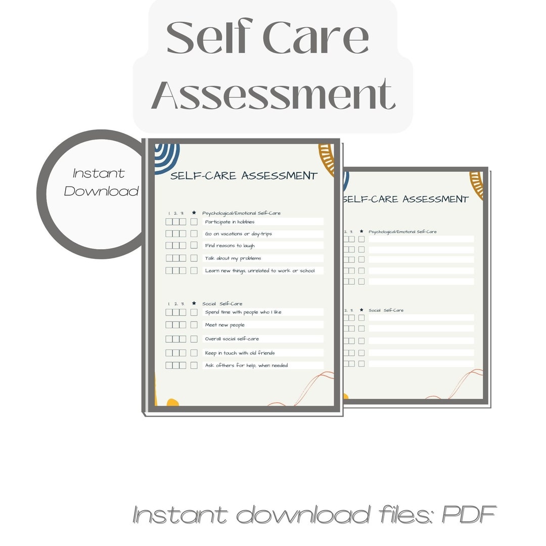 Self Care Assessment Check List Selfcare Tracker Wellness Mindfulness ...