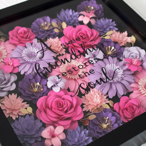 Flower Shadow Box Personalized Flower Frame Paper Flowers - Etsy
