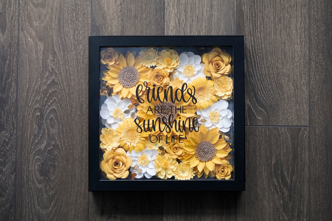 Sunflower Shadow Box Floral Shadow Box Mixed Flowers | Etsy