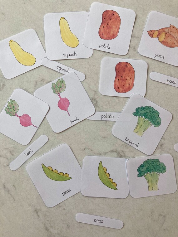 Garden Vegetable 3-part Cards Montessori | Etsy