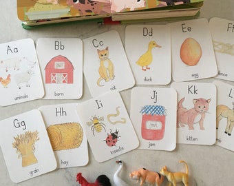 Farm Animal Alphabet Puzzle Farm Rodeo Sensory Bin Cards - Etsy